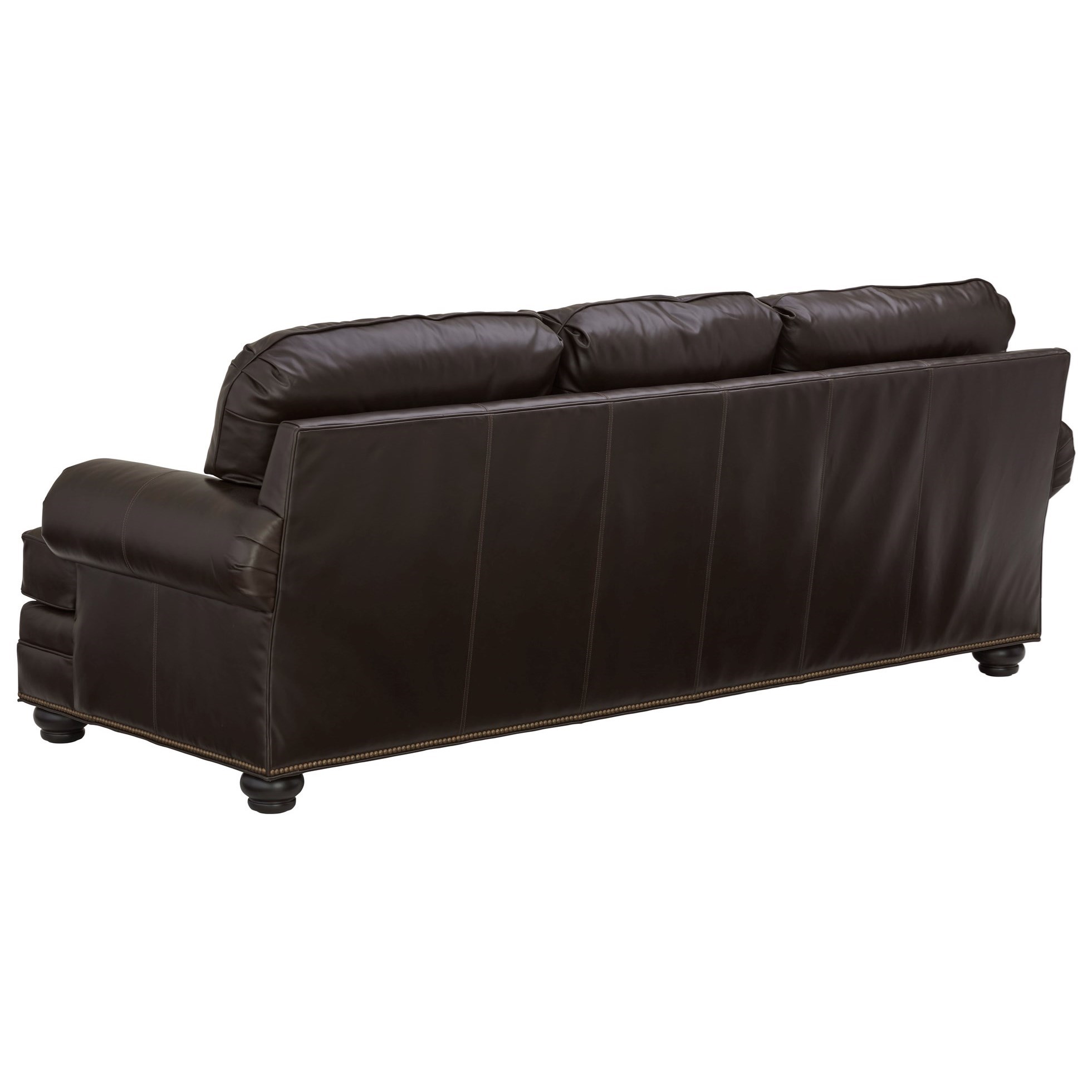 Lexington Couture Leather LL6491-33 Tyson Customizable 3-Cushion Sofa (Panel Arms, Wood Bun Feet ...